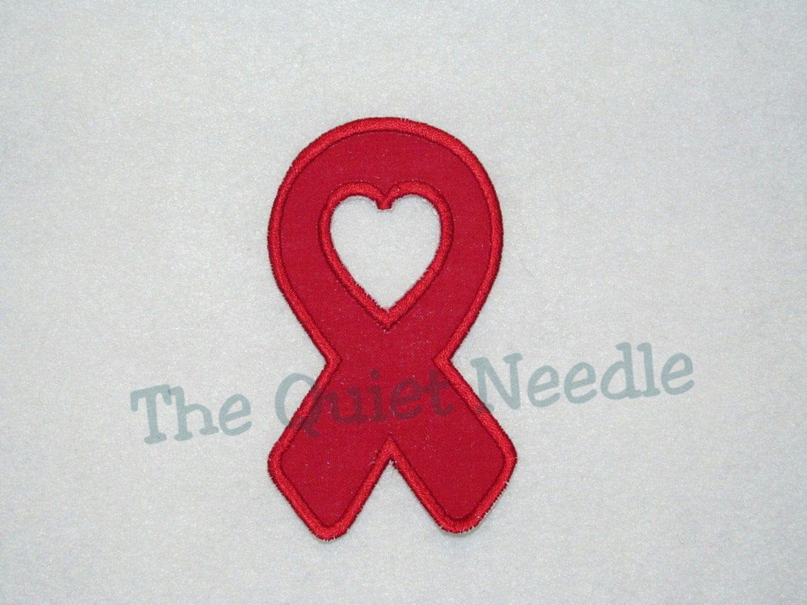 Red Heart Disease Awareness Ribbon Iron on Applique Patch - Etsy