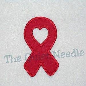 Red Heart Disease Awareness Ribbon Iron on Applique Patch Fabric Iron ...