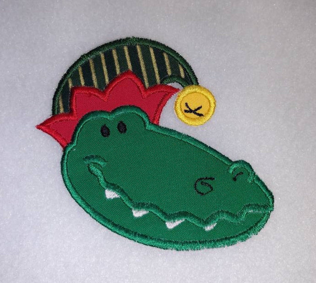 Alligator Christmas Iron on Patch Embroidered Applique Embellishment ...