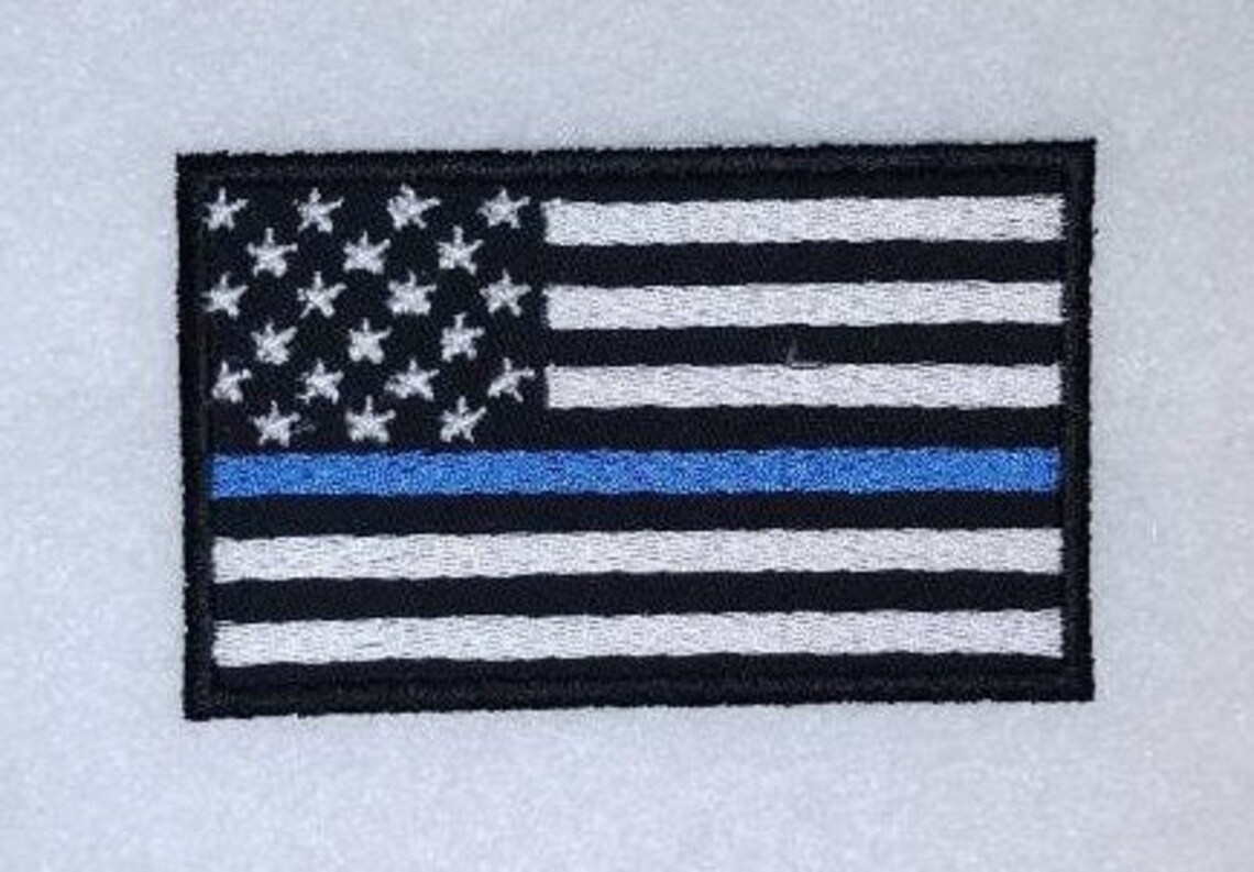 American Flag Thin Blue Line Iron on Embroidered Patch TBL Law - Etsy