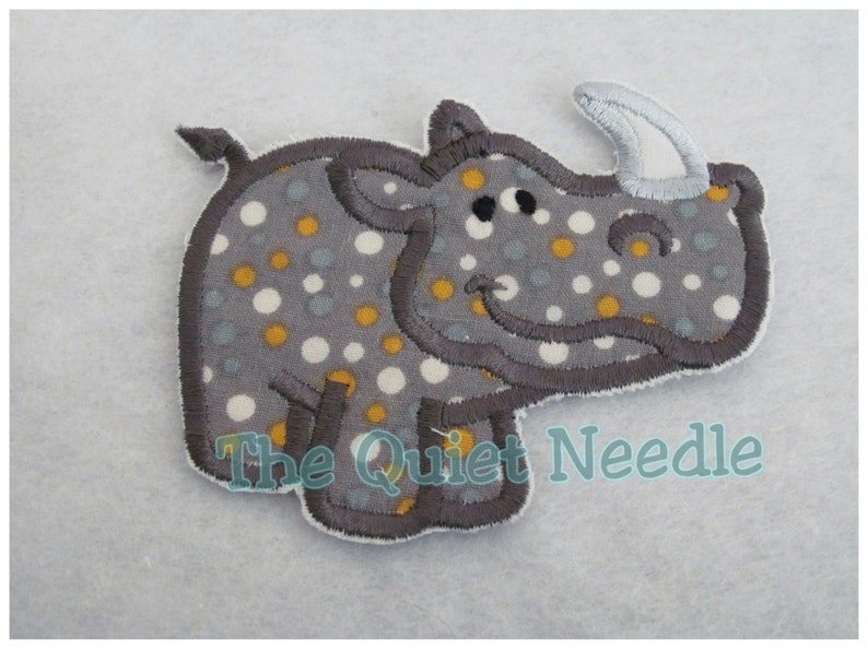 Rhino Iron on sew on Available Applique Embroidered | Etsy