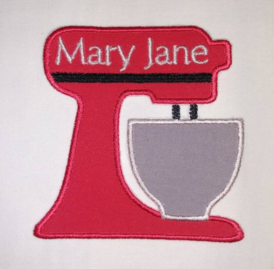 Monogram Kitchen Mixer Embroidery Applique Patch Iron on or Sew on ...