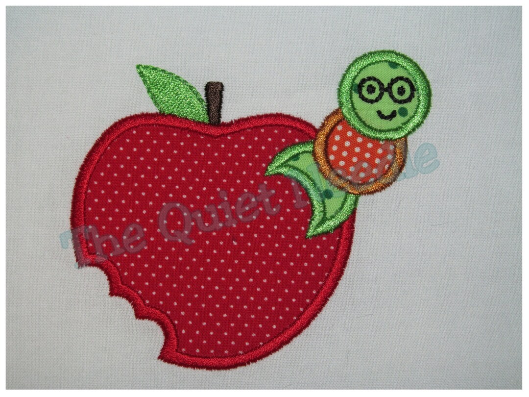 Bookworm Iron on (sew on Available) Embroidered Applique Patch - Back ...