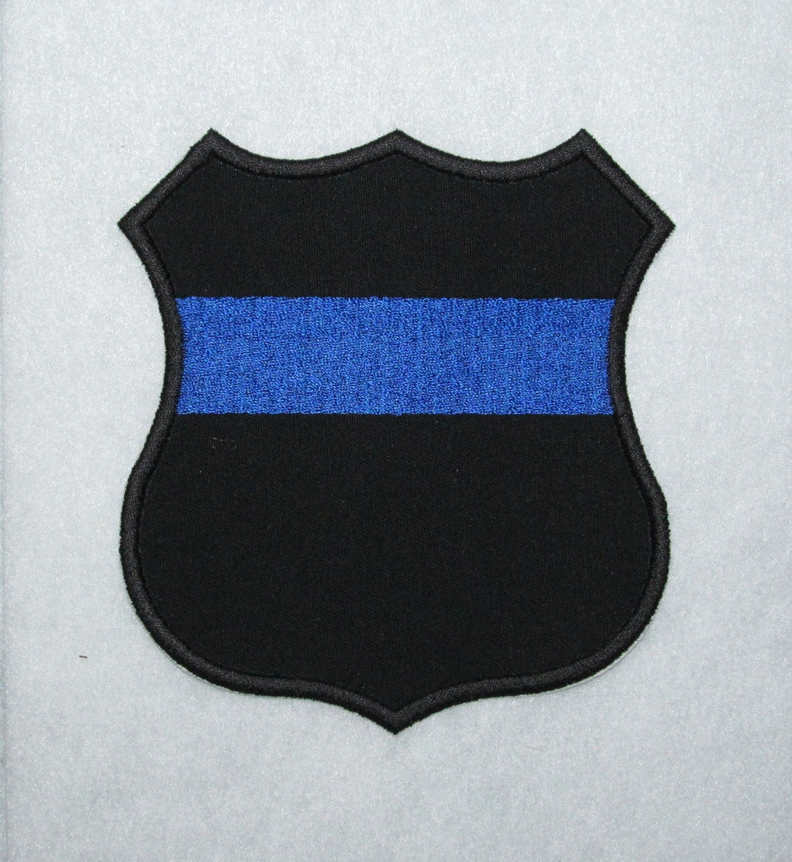 Thin Blue Line Iron on Applique Police Shield Filled Stitch - Etsy