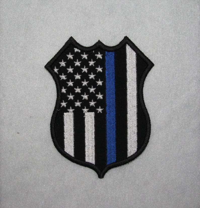 Iron on Applique Thin Blue Line Police Shield Flag Patch - Etsy