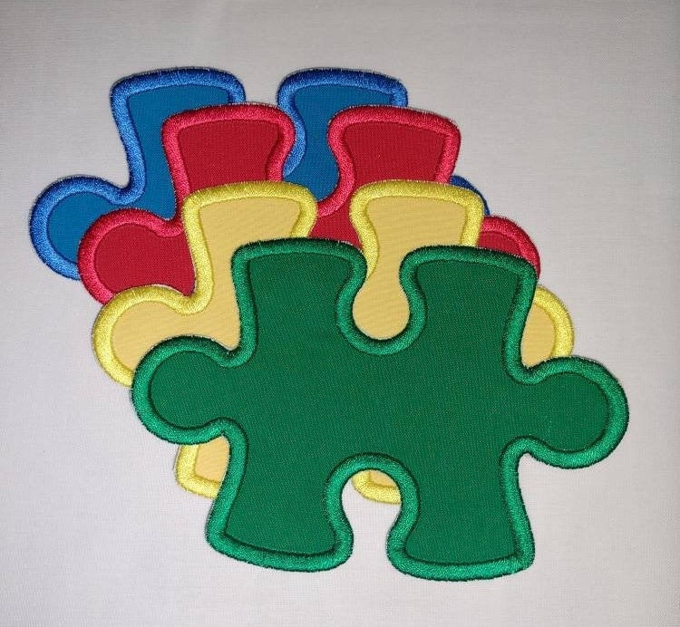 Monogram Puzzle Piece Embroidery Applique Patch. Iron on or Sew on ...
