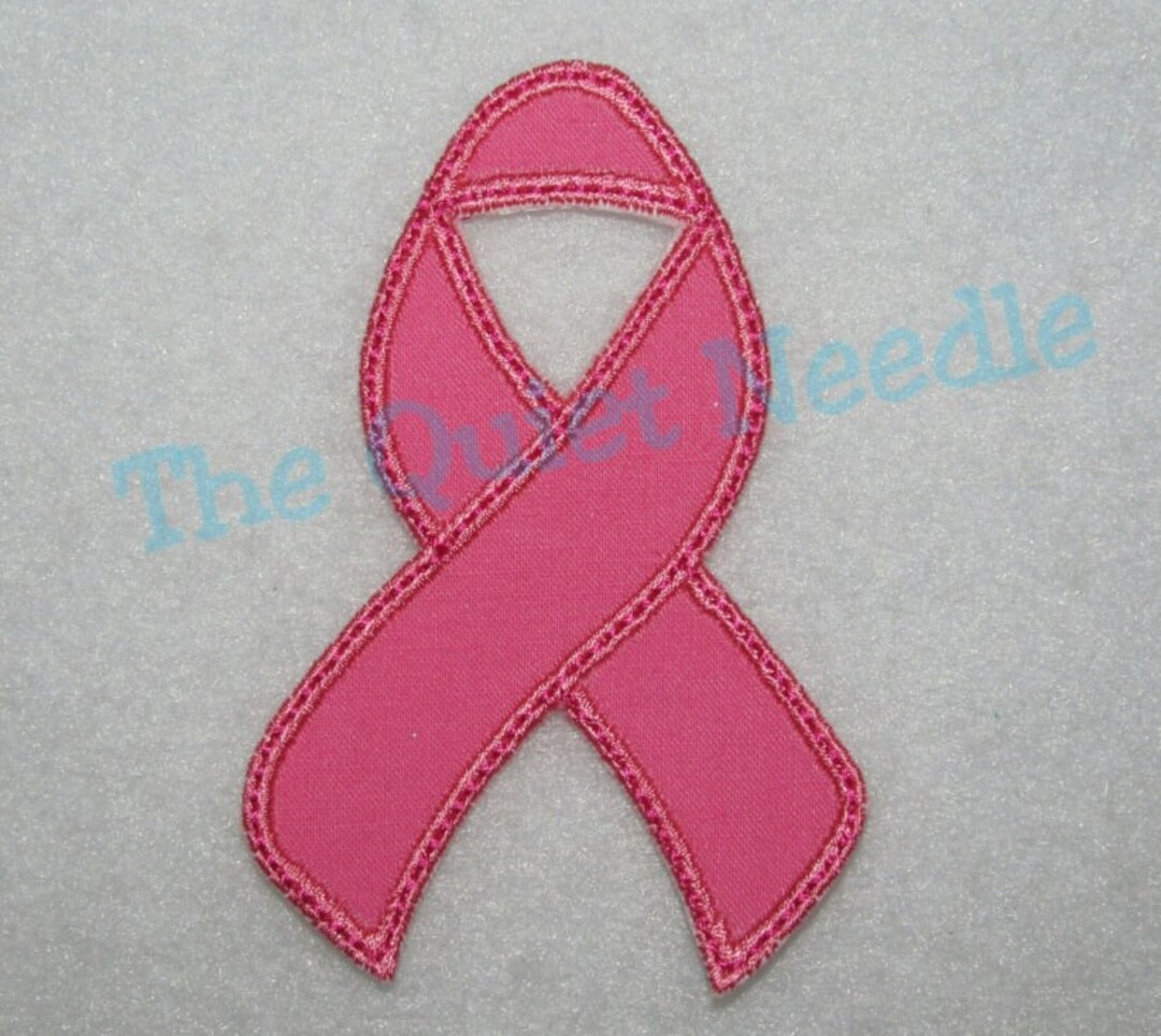 Breast Cancer Awareness Ribbon Embroidery Applique Patch, Iron on or ...