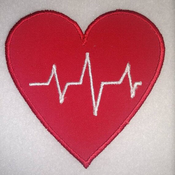 Iron on Heartbeat Heart Embroidery Patch Applique. Sew on - Etsy