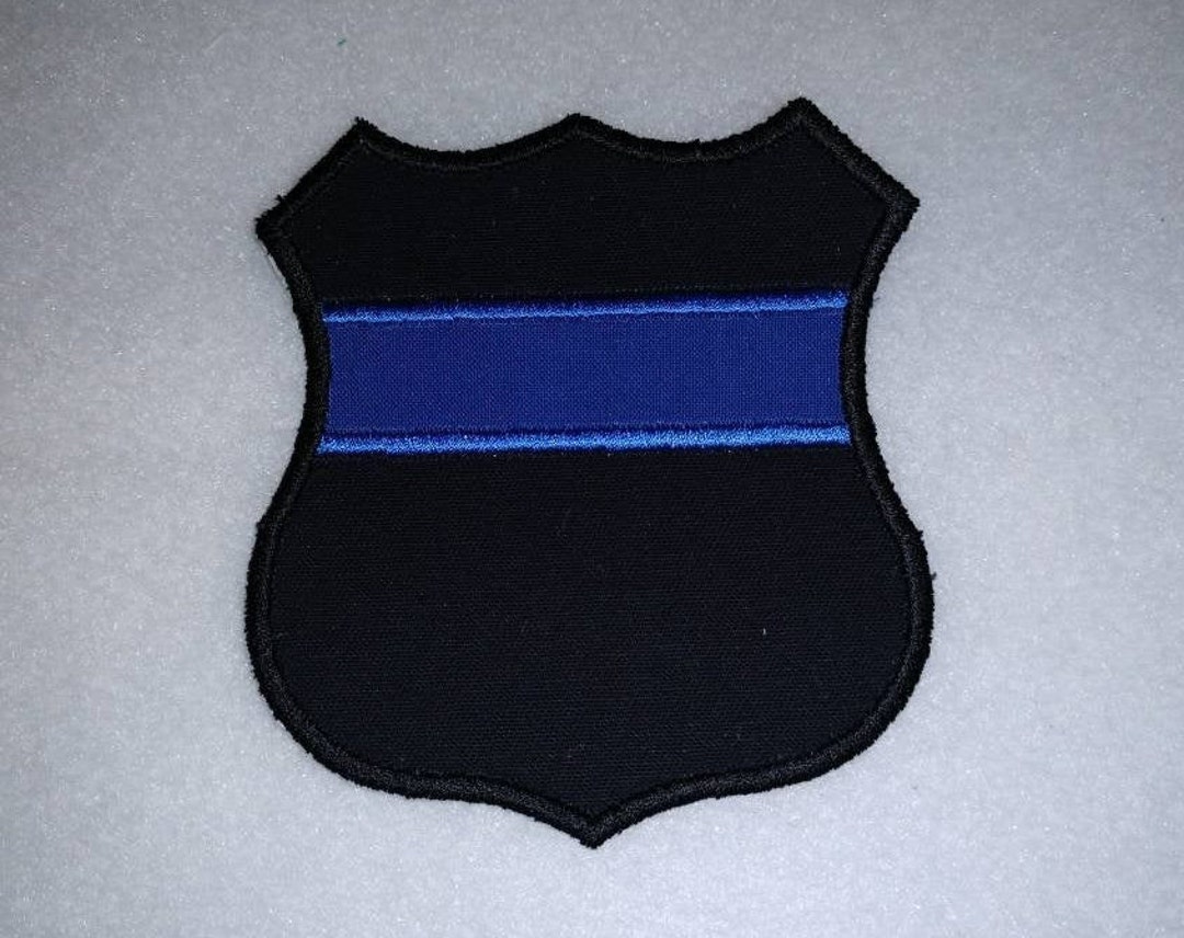 Thin Blue Line Iron on Patch Police Shield Embroidered Applique Patch ...
