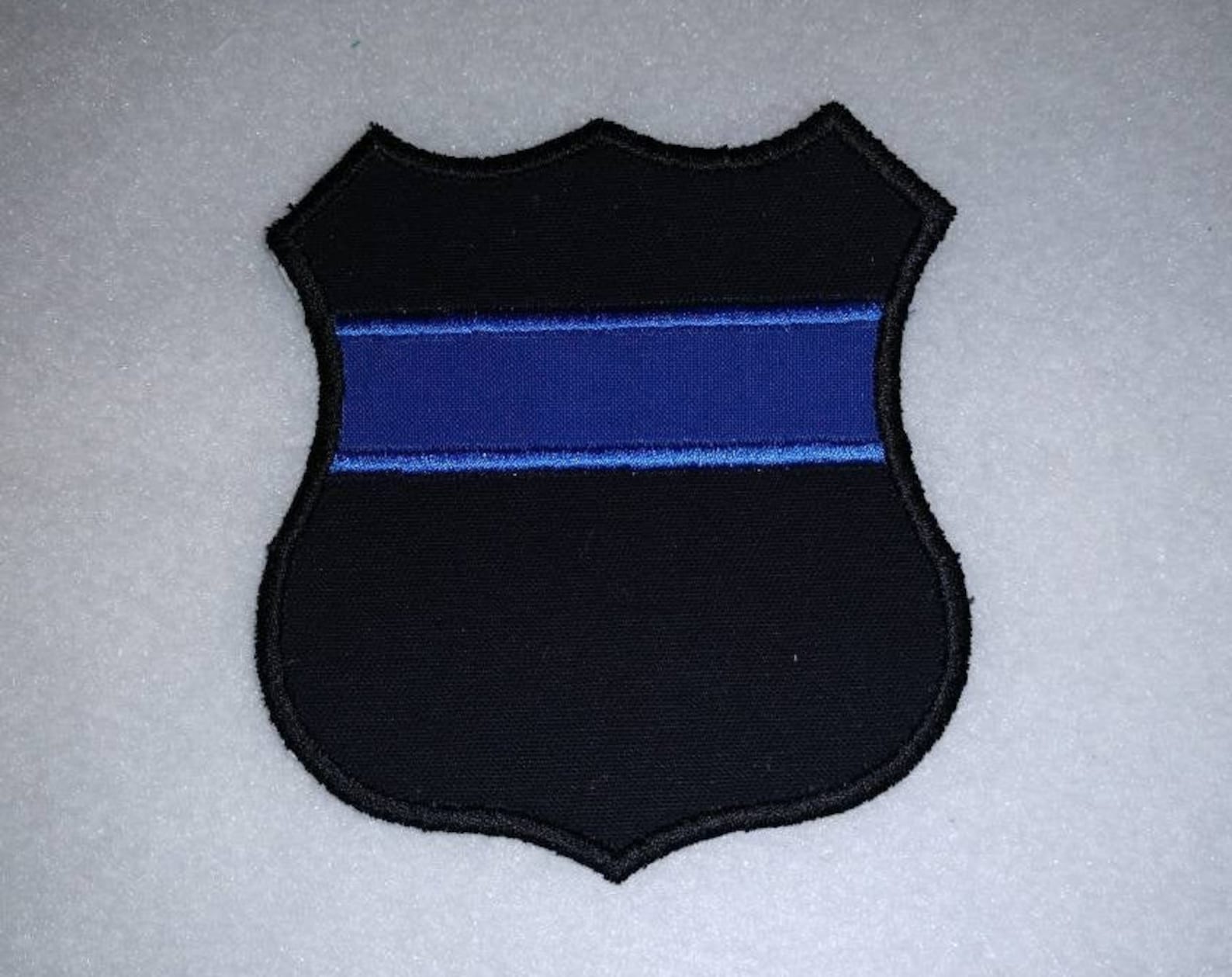 Thin Blue Line Iron on Patch Police Shield Embroidered Applique Patch TBL Law Enforcement ...