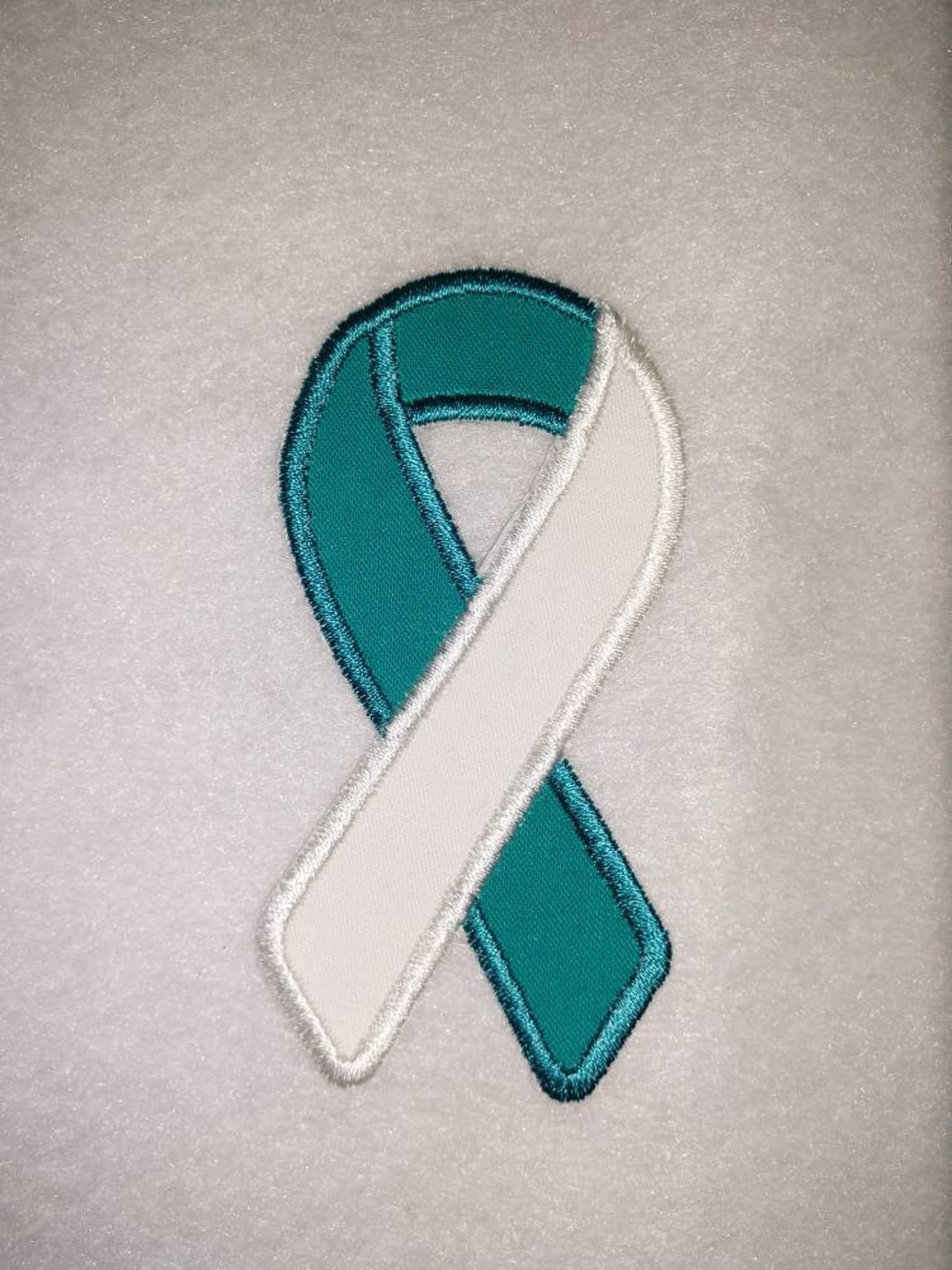 Cervical Cancer Awareness Ribbon Iron on Embroidery Appliques Shirt ...