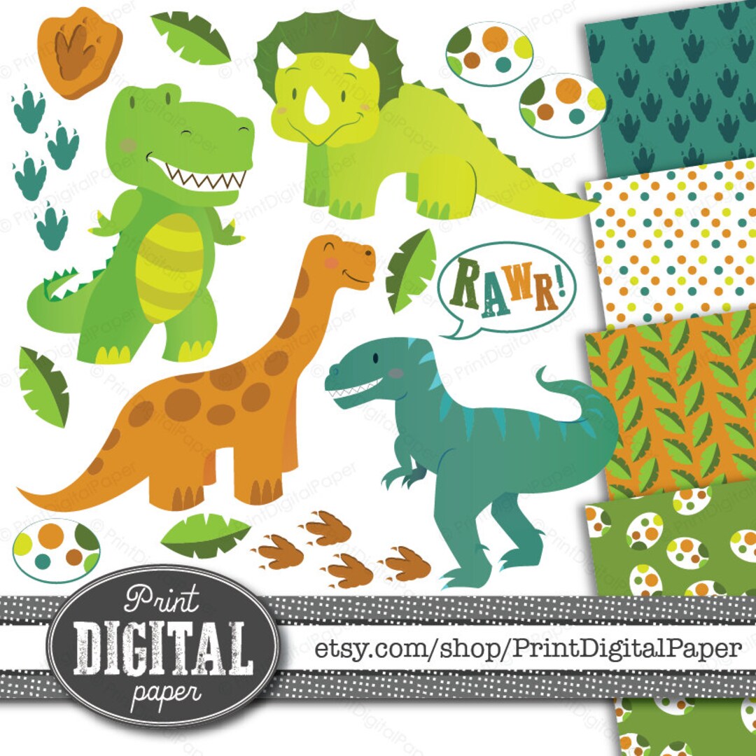 Instant Download Digital Clip Art Dinosaur Vector Graphics Cute ...