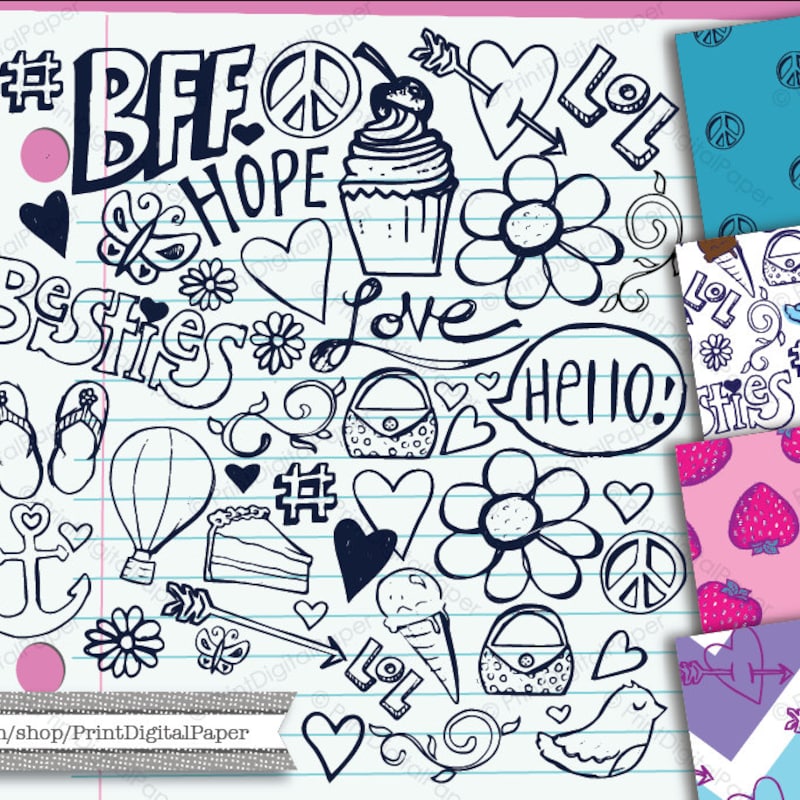 Teen Doodle Clip Art - Etsy