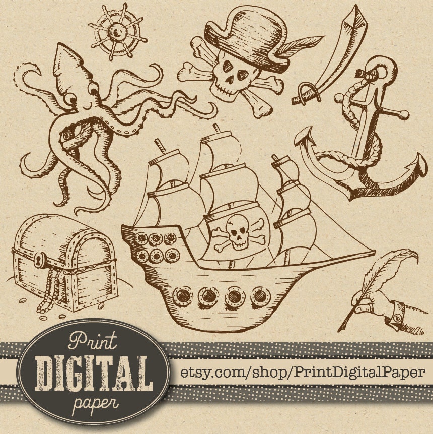 Instant Download Digital Clip Art Pirate Ship Anchor Grunge - Etsy