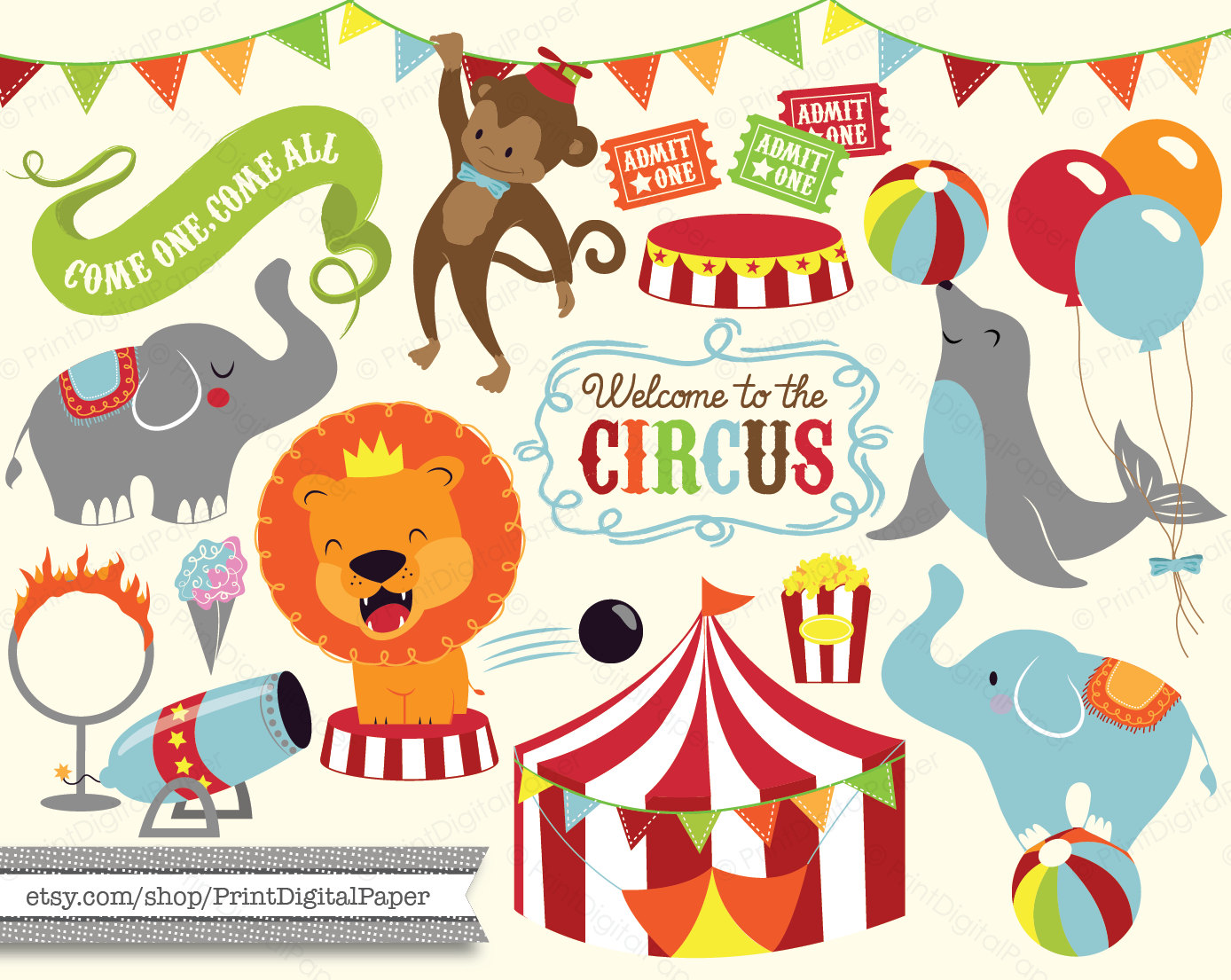 Baby Circus Animals Clipart