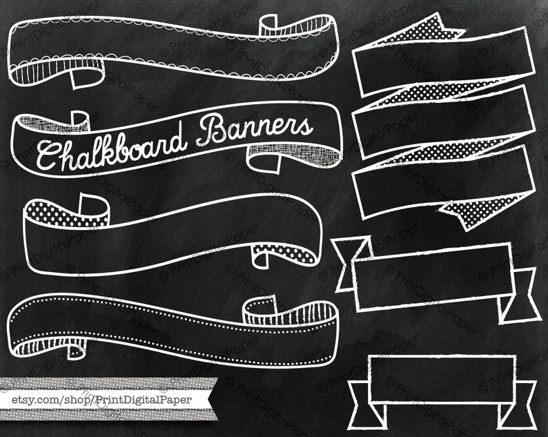 Download Chalkboard Texture and Banners Clip Art Chalk Drawn Vector PNG ...