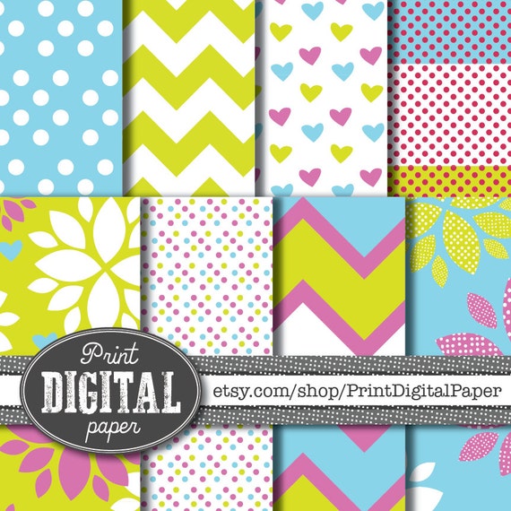 Instant Download Digital Paper Patterns Pack of 8 Papers for | Etsy