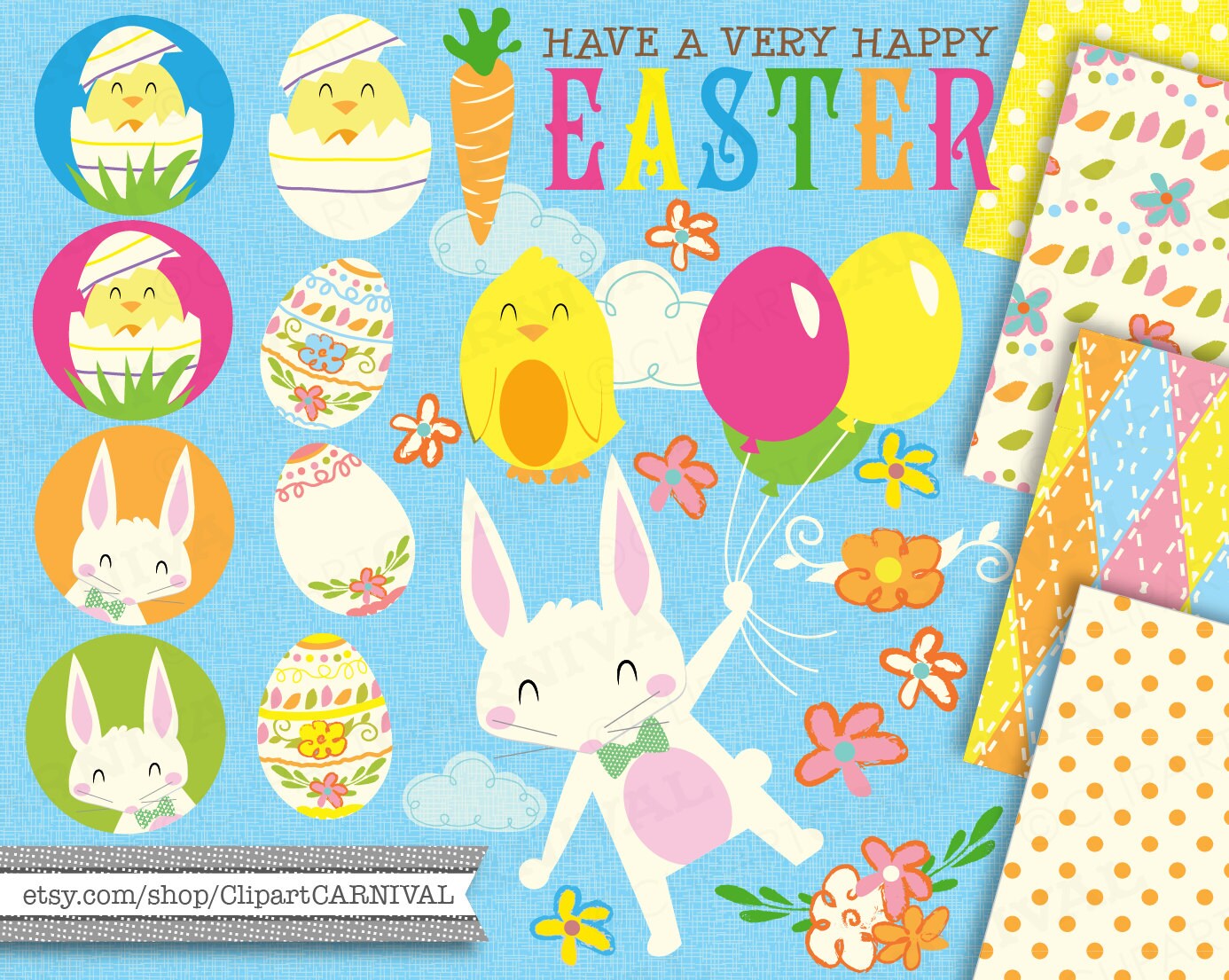 Easter Clip Art for Commercial and Personal Use Easter Bunny - Etsy