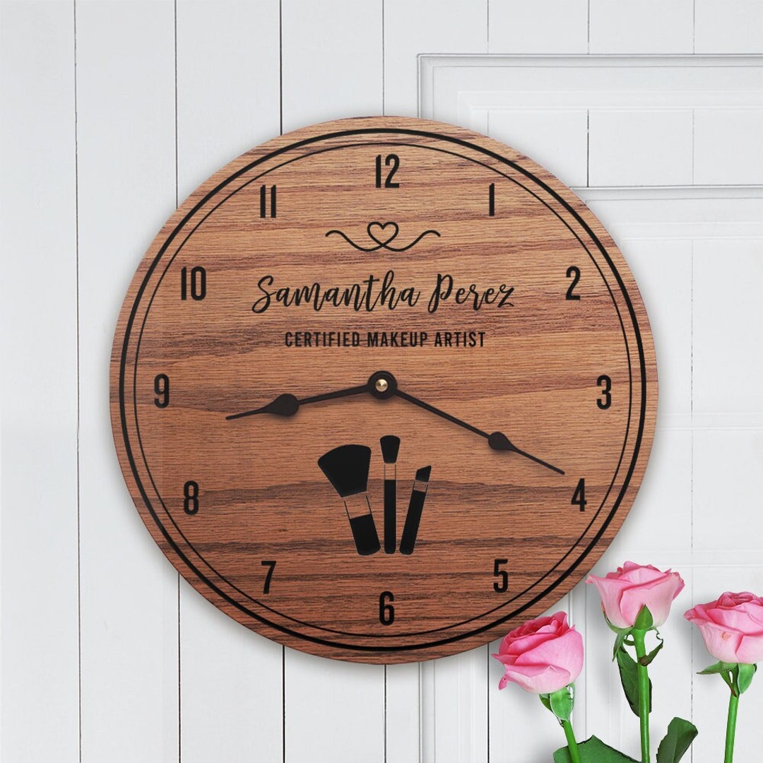 Personalized Makeup Artist Clock: Beautician Gift in Oak or Maple Wood ...