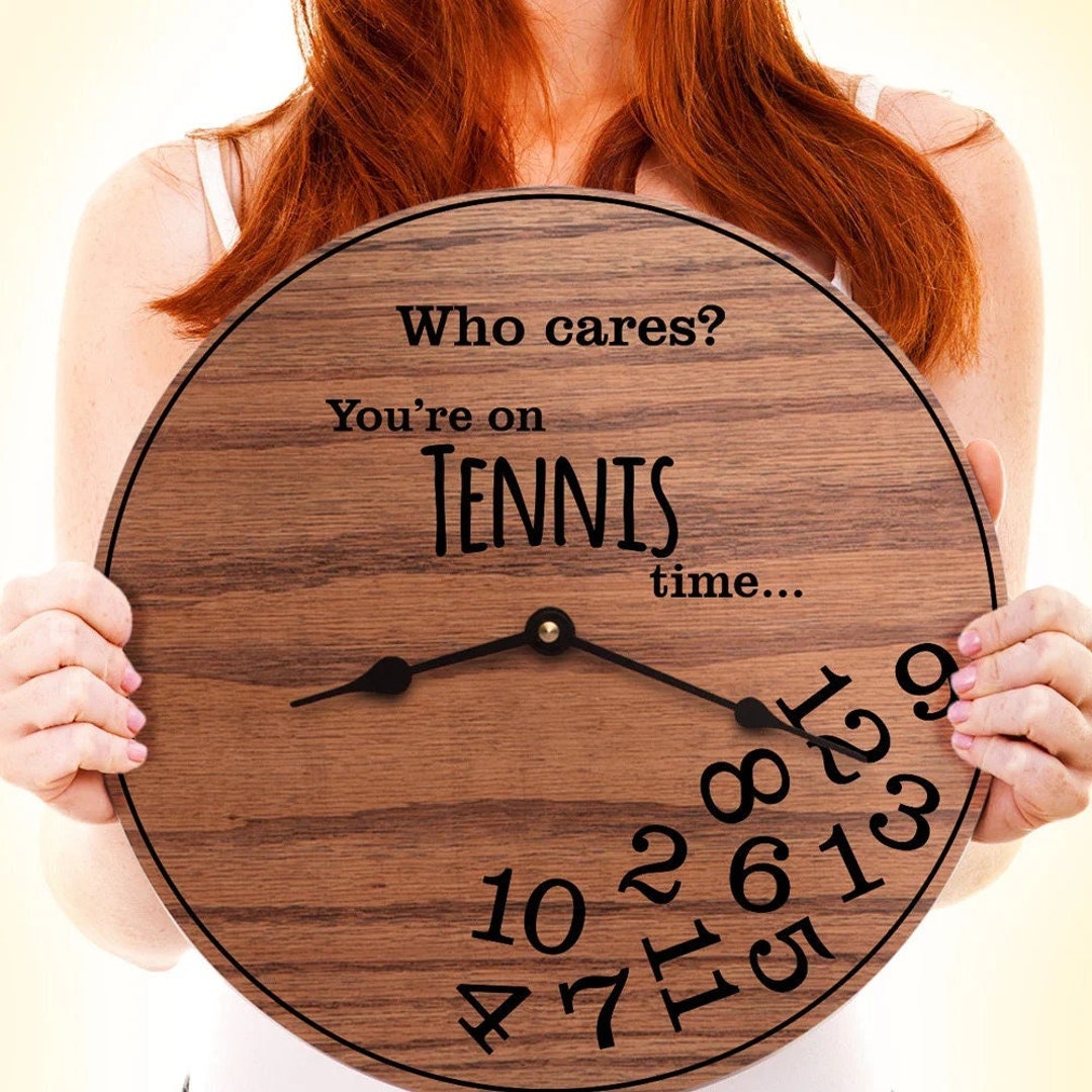Funny Tennis Clock: Engraved Wood Decor, Tennis Lover Gift - Etsy