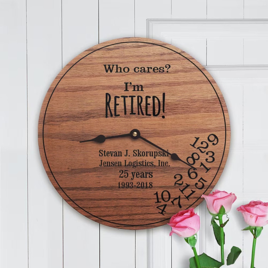 Personalized Retirement Clock: Funny Engraved Oak or Maple Gift - Etsy