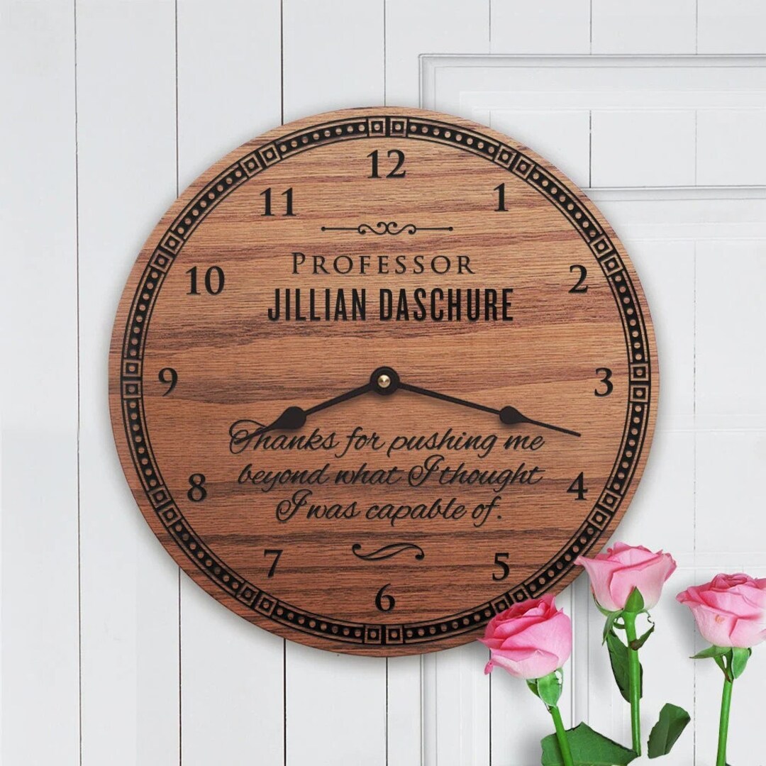 Personalized Professor Gift: Engraved Wood Clock - Etsy