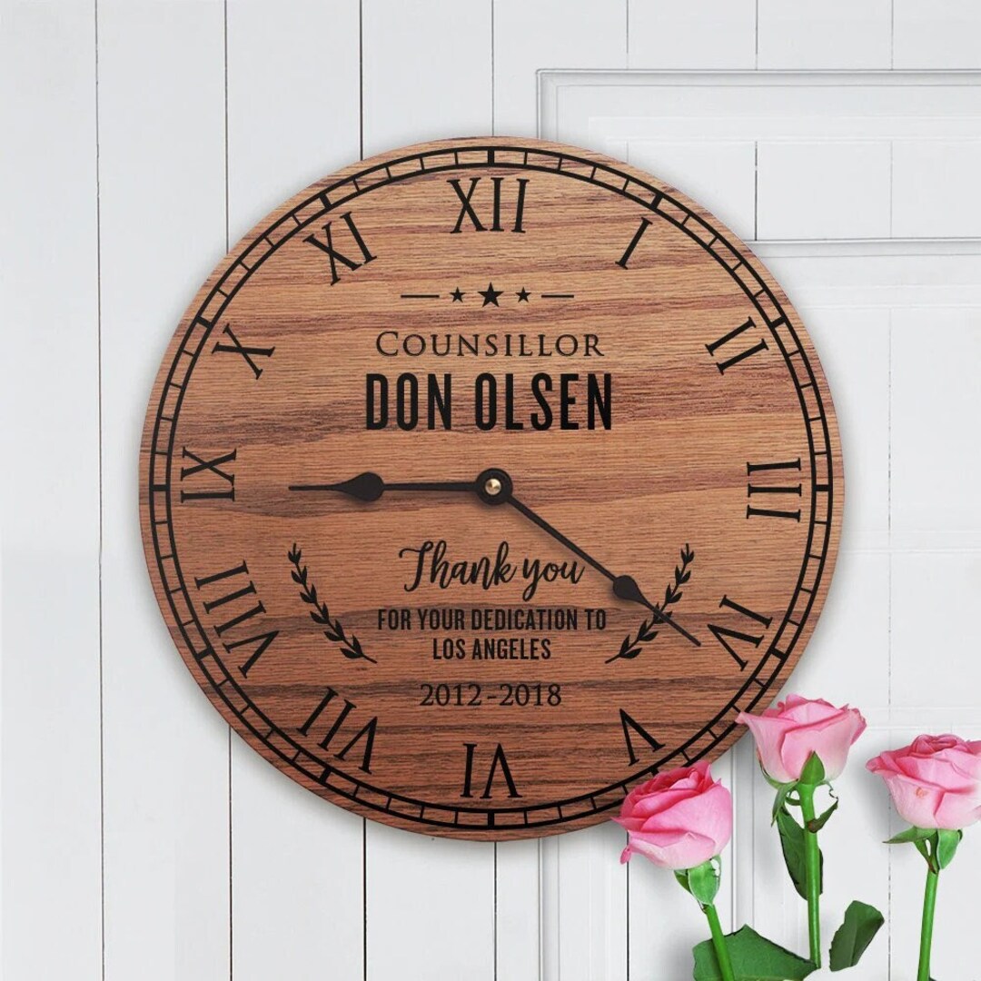 Personalized Oak Retirement Clock: Gift for City Official - Etsy