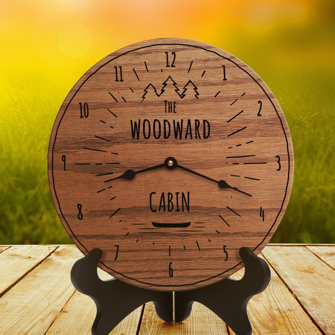 Custom Engraved Wood Cabin Clock - Lake House Decor - Etsy