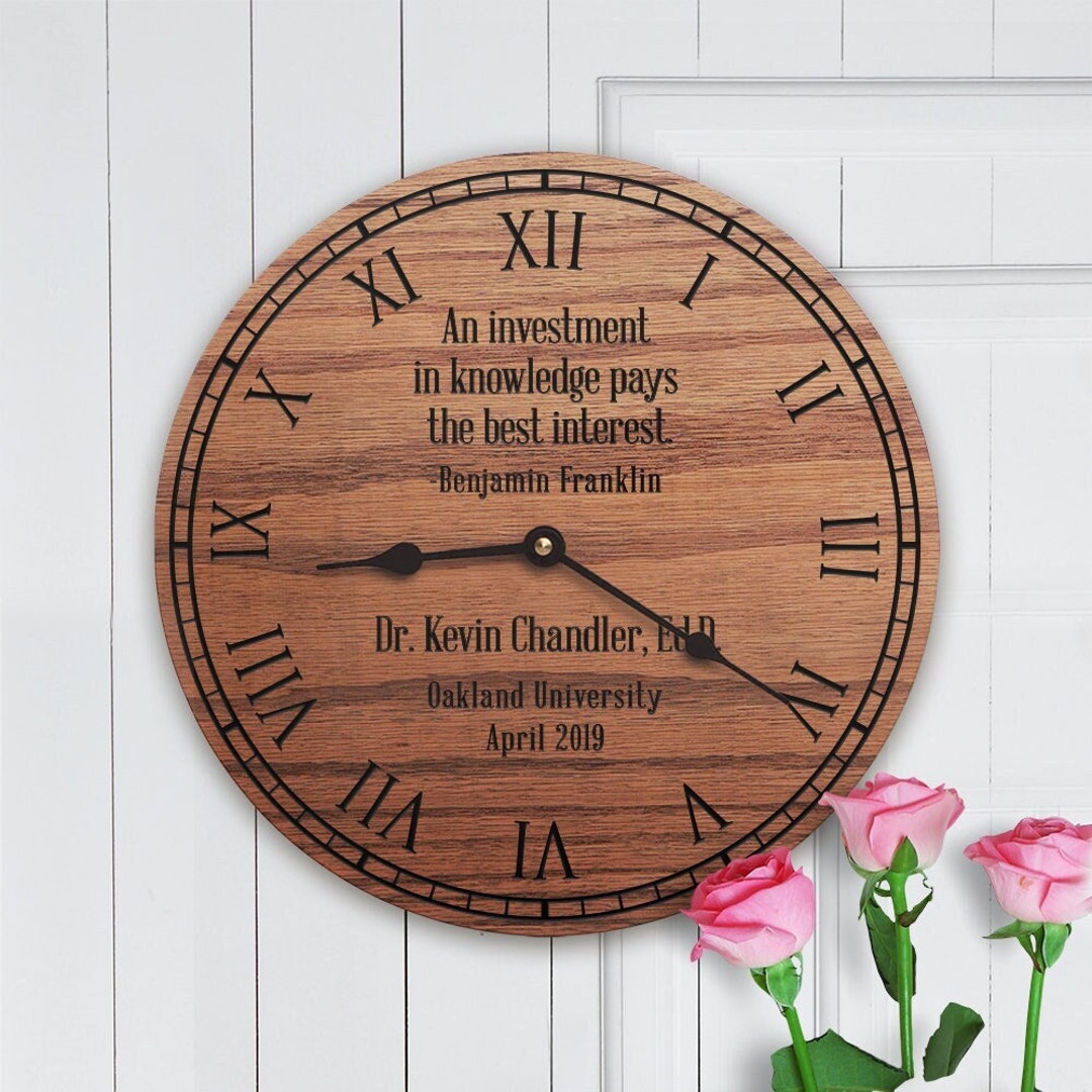 Personalized Doctorate Graduation Clock: Engraved Oak or Maple - Etsy