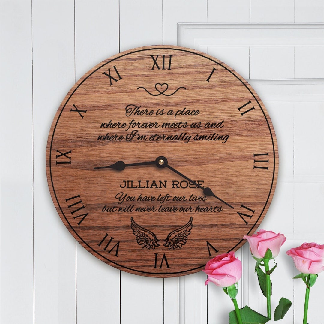 Memorial Wall Clock: Personalized Sympathy Gift, Angel Wings Quote - Etsy