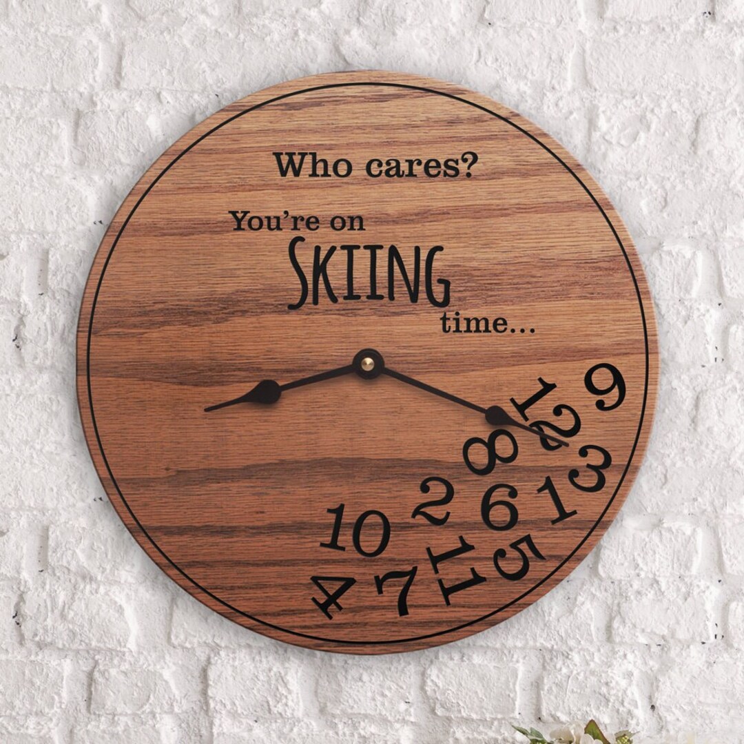 Funny Skiing Time Clock: Engraved Wood Ski Gift - Etsy