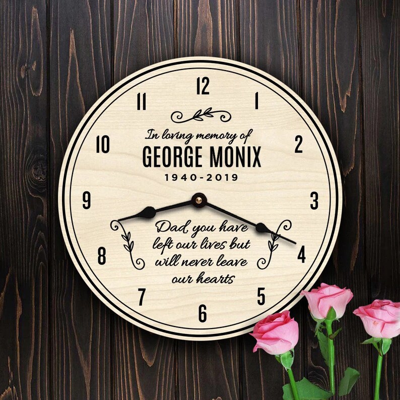 Personalized Memorial Clock for Dad: Engraved Oak Wood - Etsy