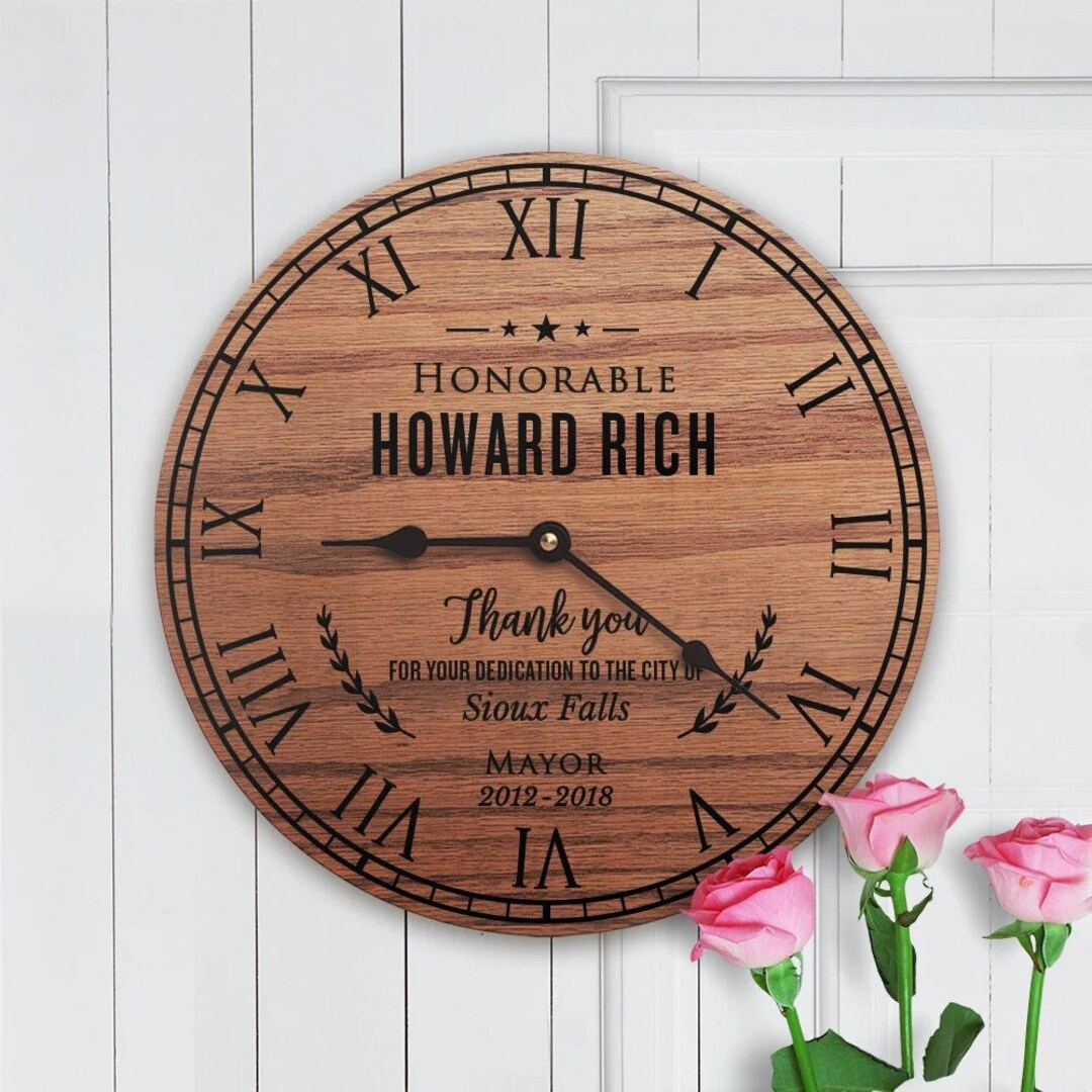 Engraved City Mayor Gift: Personalized Oak or Maple Retirement Clock - Etsy