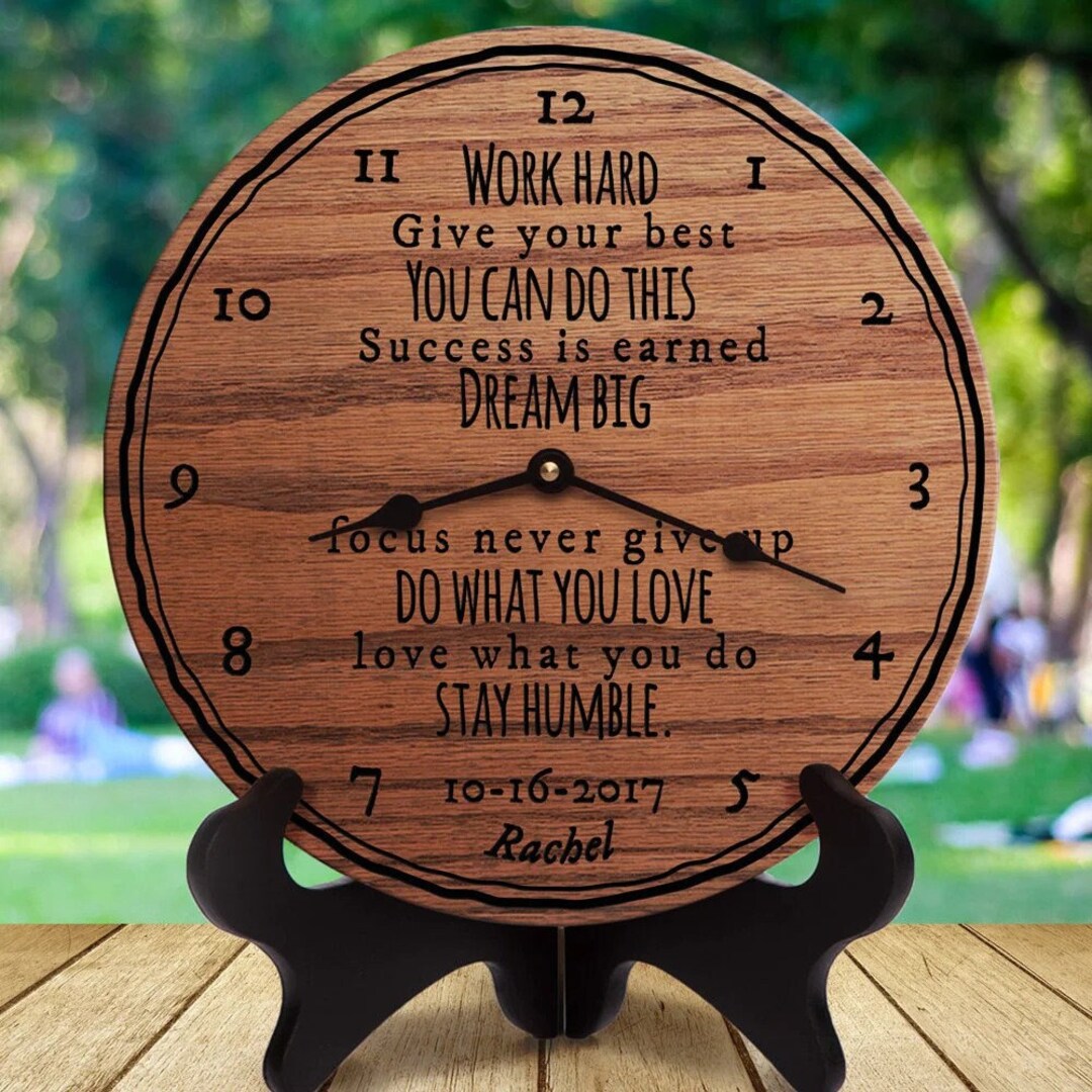 Personalized Wood Engraved Clock - Bosses Day Gift - Etsy