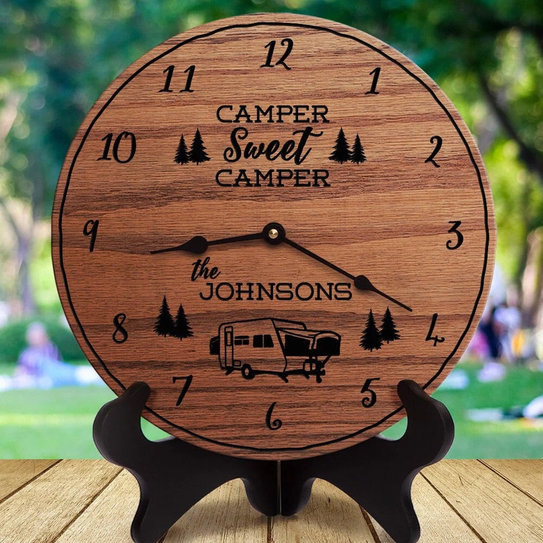 Personalized Camper Clock: Engraved Family Name RV Decor - Etsy UK