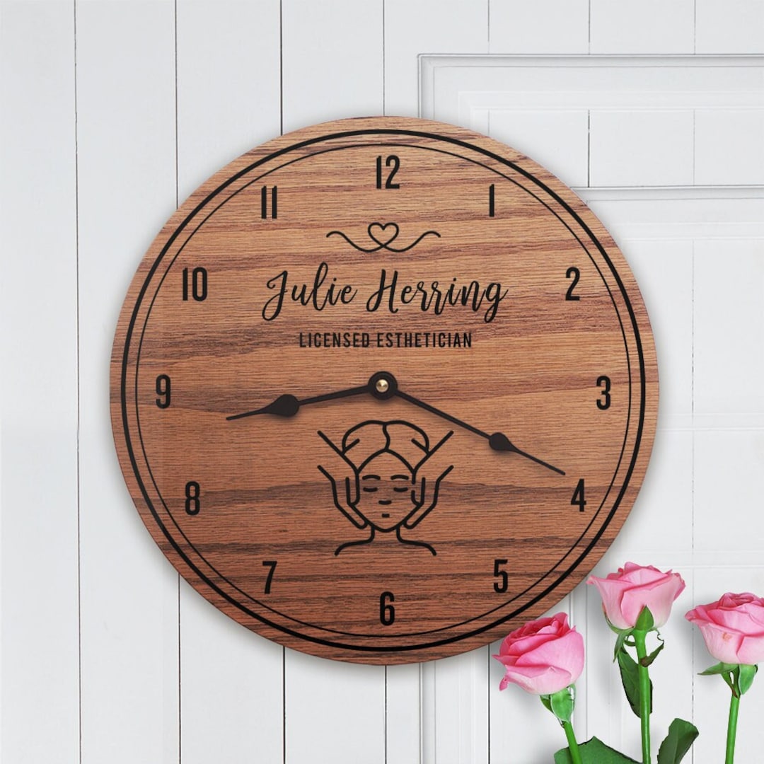 Personalized Esthetician Gift: Engraved Wood Spa Clock - Etsy