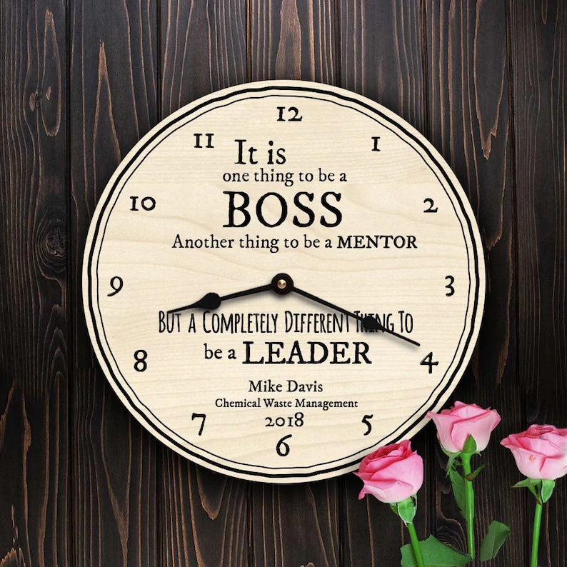 Personalized Wall Clock for Boss: Engraved Gift for Manager, Team Lead ...