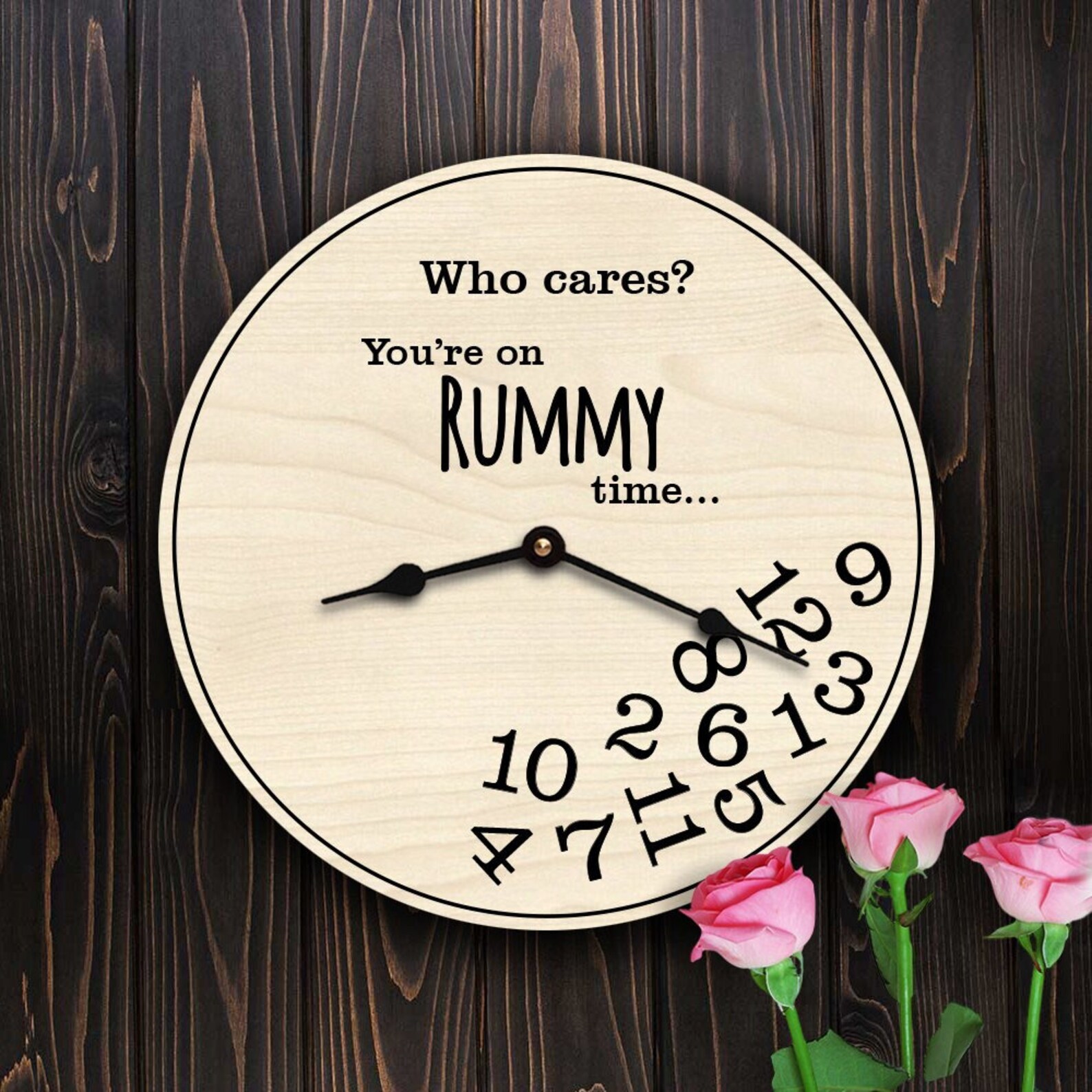 Funny Rummy Time Clock: Engraved Wood Card Game Gift - Etsy