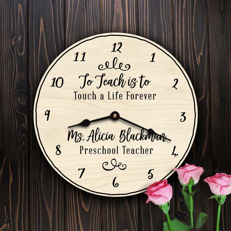 Personalized Teacher Clock: Engraved Oak or Maple, Teacher Appreciation ...