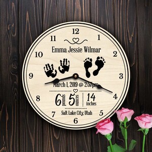 Personalized Baby Stats Clock: Handprints, Footprints, Nursery Decor - Etsy
