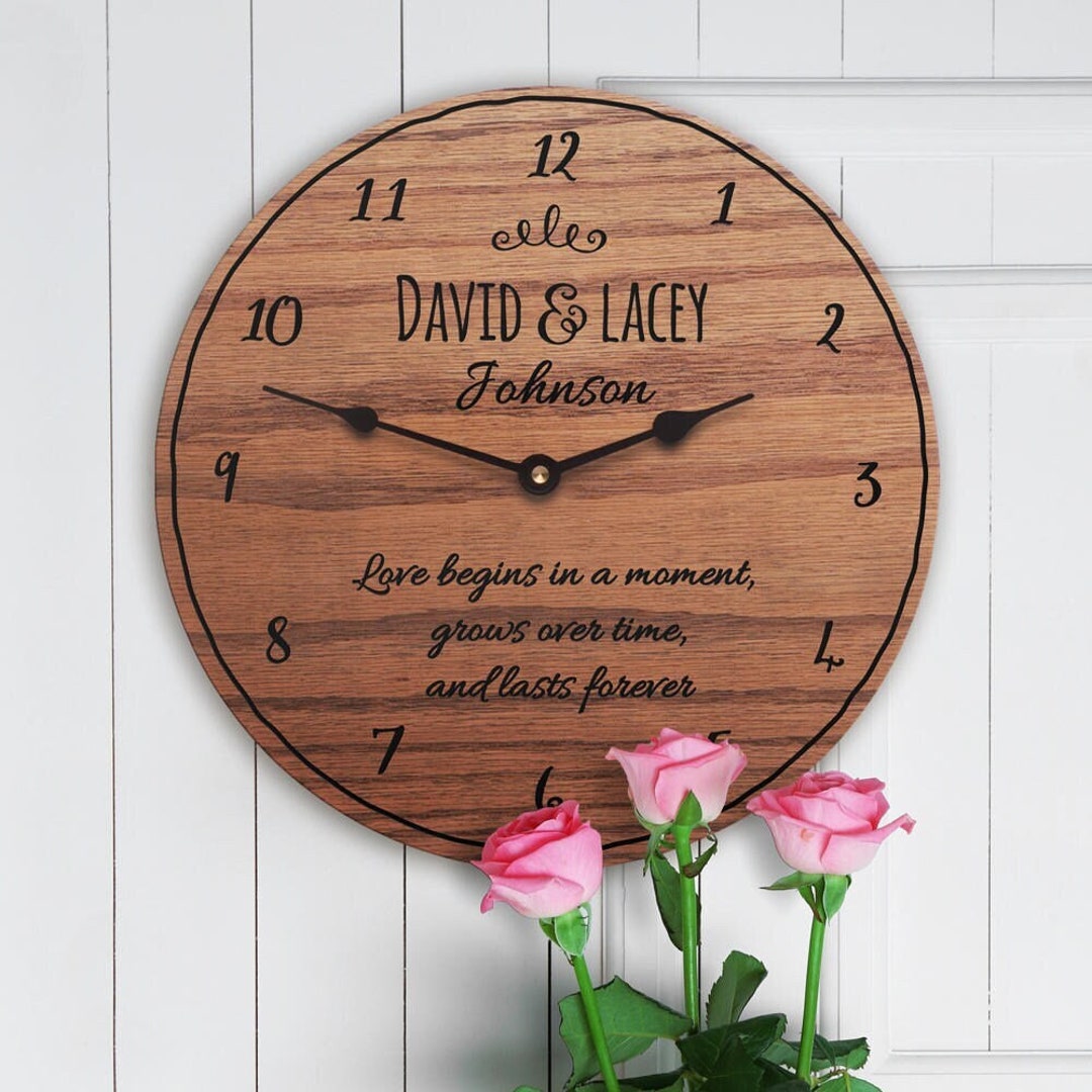 5th Anniversary Gift - Engraved Wood Clock With Poem - Etsy