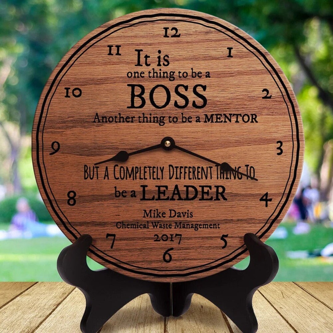 Personalized Wall Clock for Boss: Engraved Gift for Manager, Team Lead ...