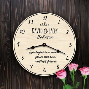 5th Anniversary Gift - Engraved Wood Clock With Poem - Etsy