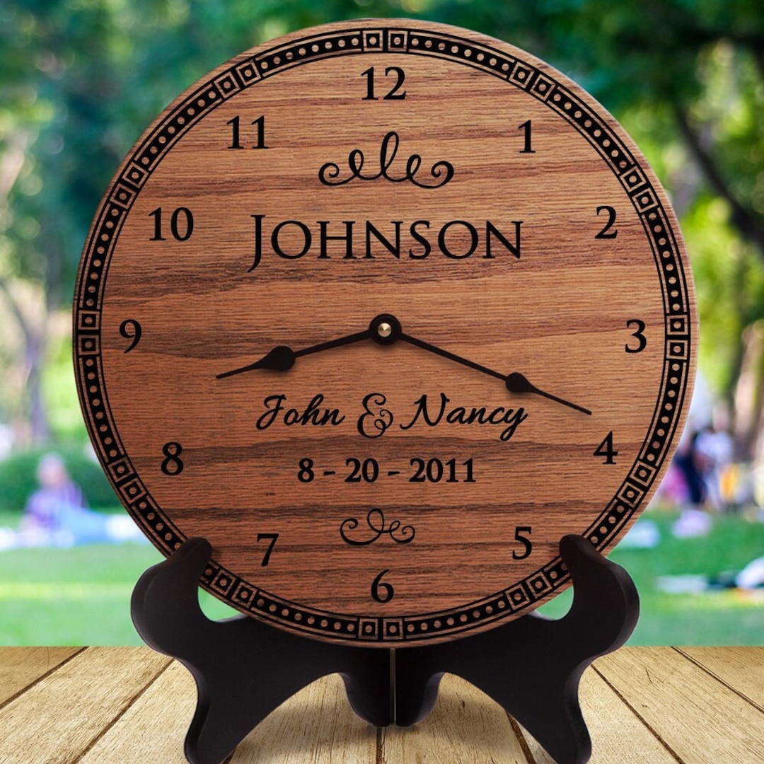 Custom Engraved 5 Year Anniversary Clock: Solid Oak or Maple - Etsy