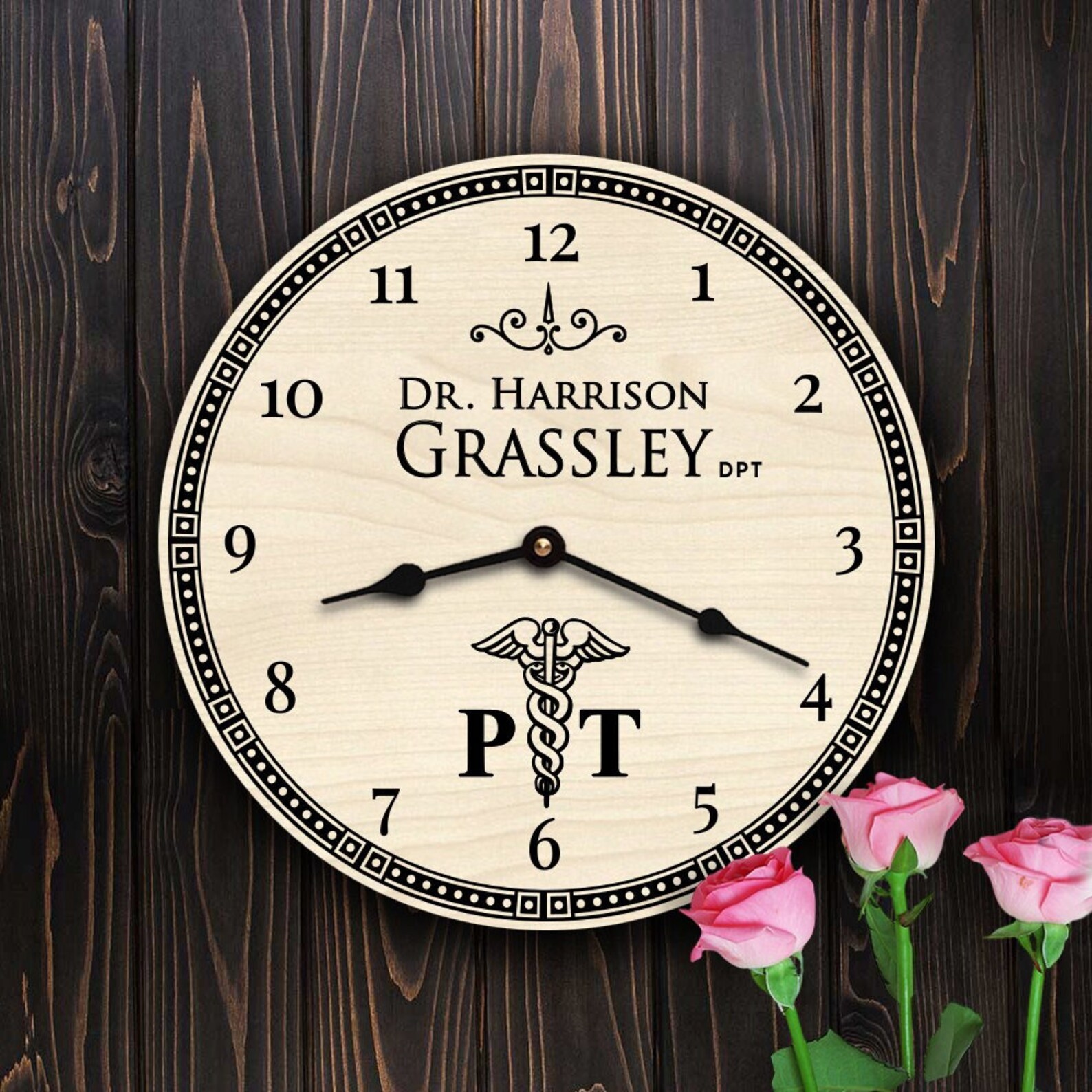 Personalized Physical Therapist Oak Clock: Engraved PT/PTA Gift - Etsy