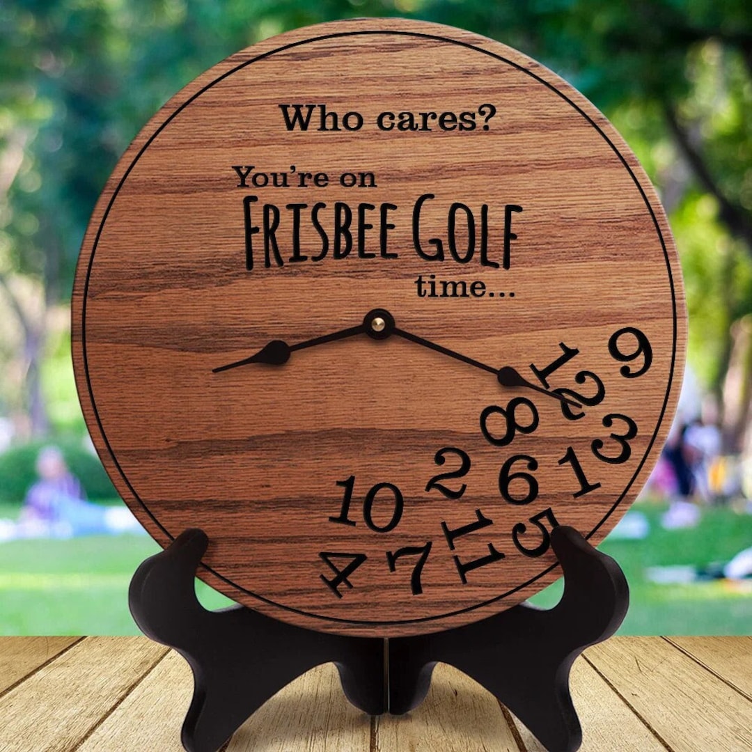 Funny Frisbee Golf Clock: Engraved Oak or Maple, Disc Golf Gift - Etsy