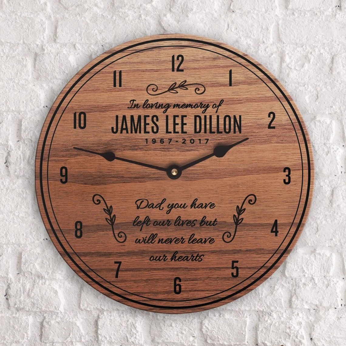 Personalized Memorial Clock for Dad: Engraved Oak Wood - Etsy