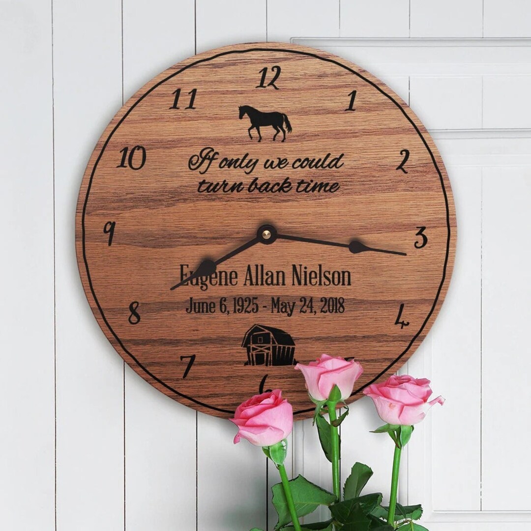 Personalized Memorial Horse Oak Clock - Sympathy Gift - Etsy