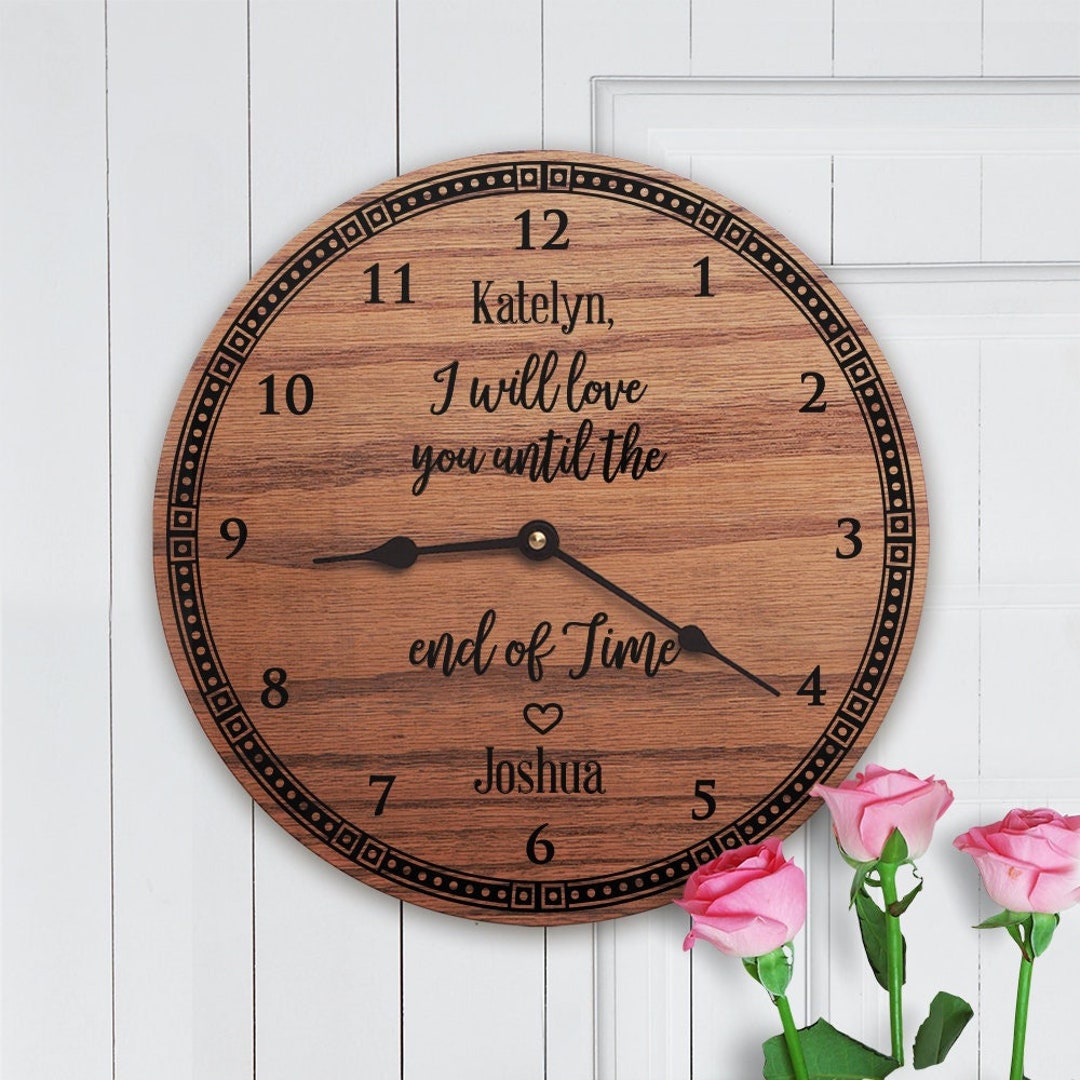Personalized Anniversary Clock for Wife: Engraved Oak or Maple - Etsy