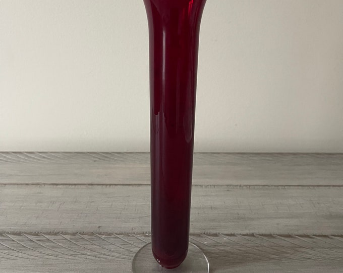 Vintage Vase Ruby Red Bud Vase Vintage Red Glass Vase Vintage Bud Vase ...